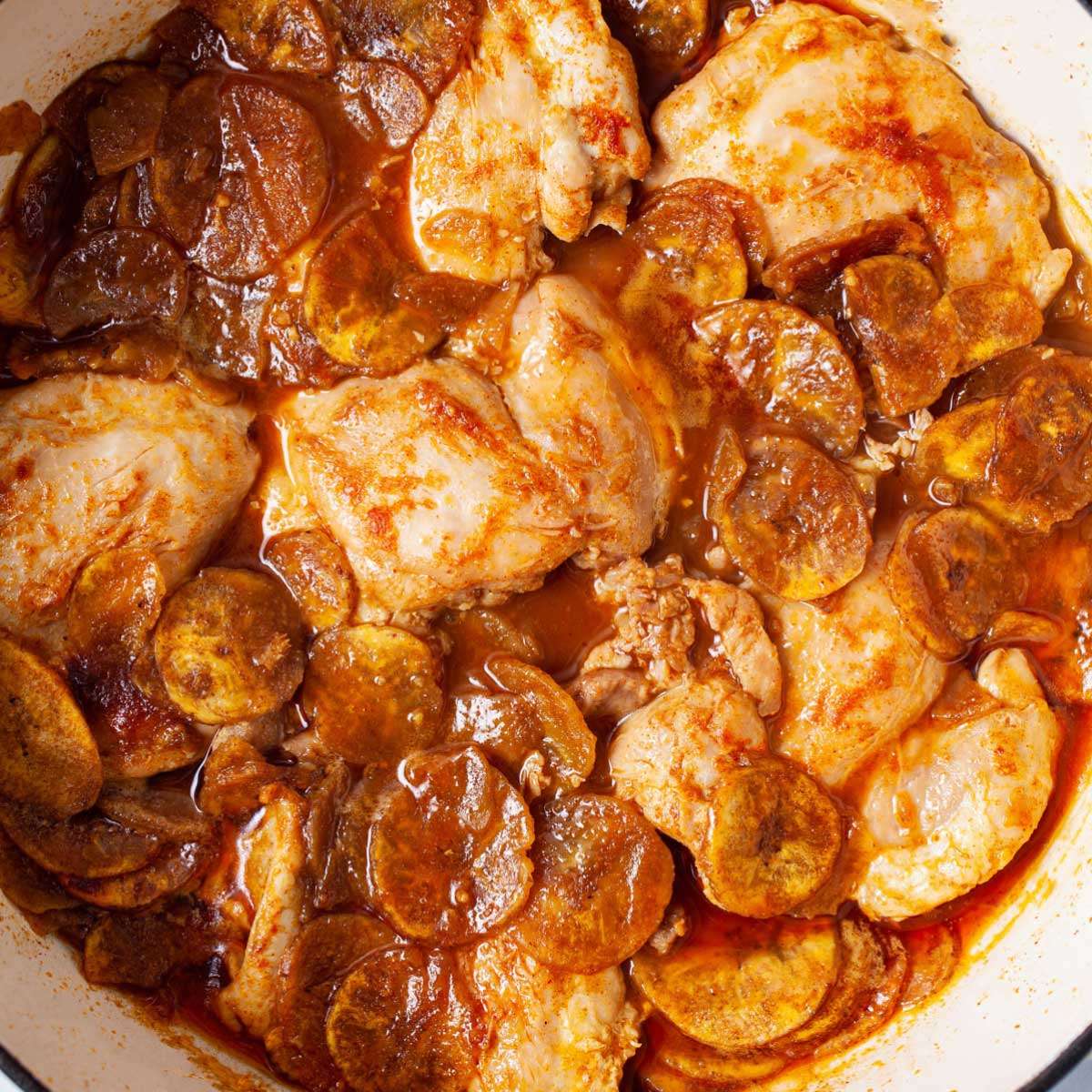 One Pan Coconut Chicken With Plantain Chips - Cup of Yum
